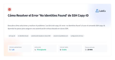 cómo resolver el error no identities found de ssh copy id labex