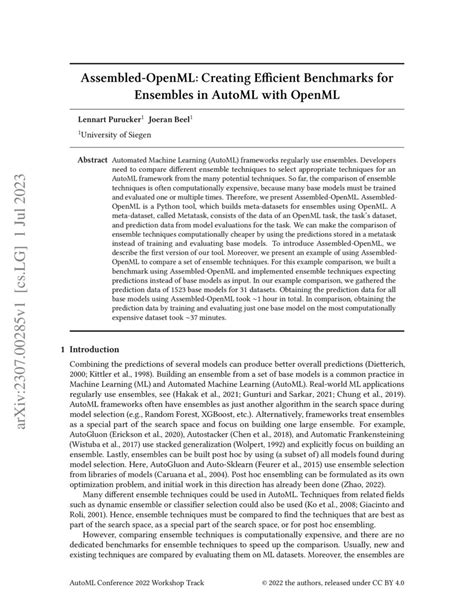 assembled openml creating efficient benchmarks for ensembles in automl
