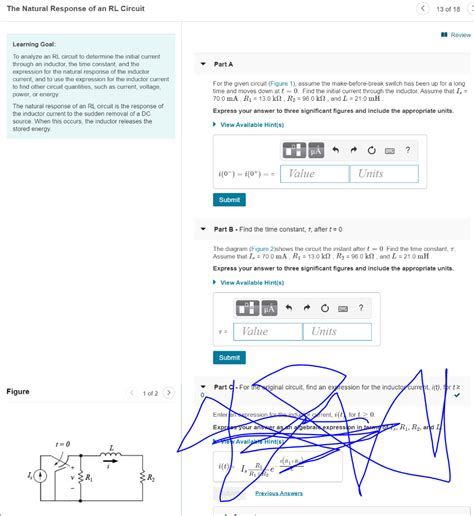 Solved The Natural Response Of An RL Circuit Of Review Chegg Com