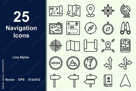 Navigation Icons Set With Line Styles For Interface Templates Ui