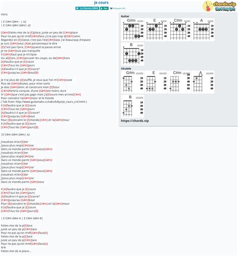 Chord Je Cours Tab Song Lyric Sheet Guitar Ukulele Chords Vip