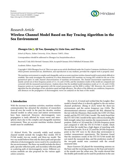 PDF Wireless Channel Model Based On Ray Tracing Algorithm In The Sea
