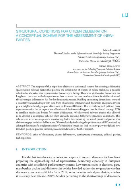 Pdf Structural Conditions For Citizen Deliberation A Conceptual Scheme For The Assessment