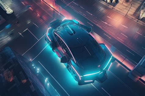 premium ai image autonomous vehicle and drone speeding through the