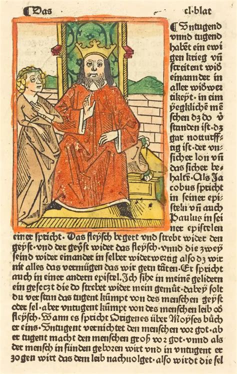 German 15th Century Crowned Man On A Throne With The Virgin Standing