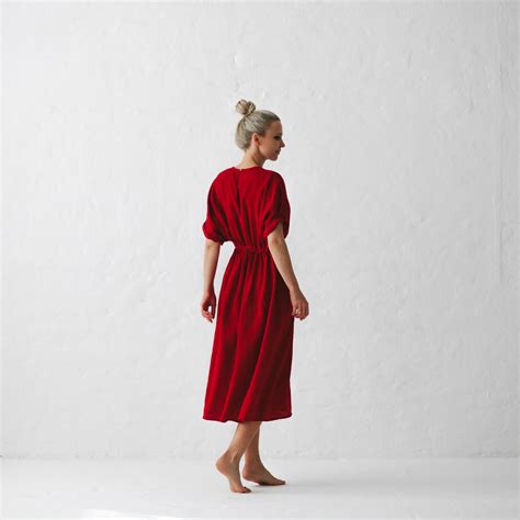 Linen Dress Red