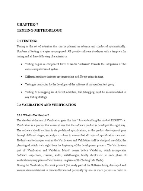 Chapter 7 Testing Methodlogy Pdf Software Testing Verification And Validation