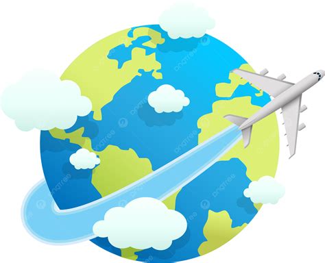 흰 구름과 비행 비행기가 있는 지구본 지구 지구 행성 비행기 Png 일러스트 및 벡터 에 대한 무료 다운로드 Pngtree