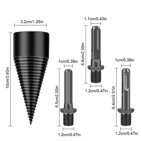 장작 드릴 비트 3242mm 나무 로그 드릴 비트 스틸 장작 스플리터 스크류 콘 드라이버 핸들 전기 드릴 액세서리