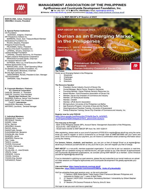 Durian Market Forum Registration 2023 Pdf Business