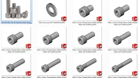 Sh标准的m10螺丝螺栓3d模型图纸 Solidworks Keryi