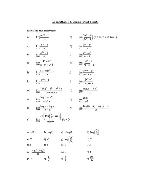 Log Exp Limits Pdf