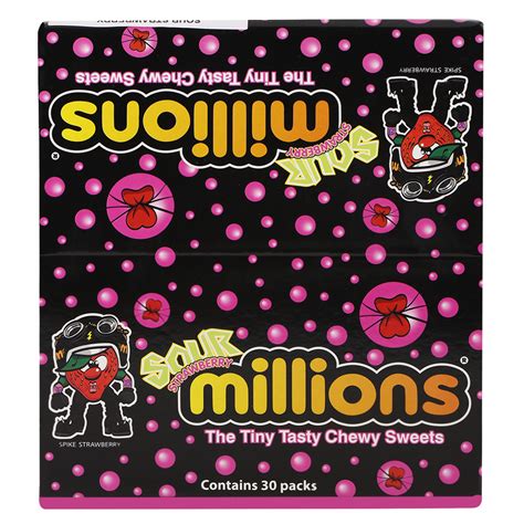 Millions Sour Strawberry Flavour Tiny Tasty Chewy Sweets 45 Gr Pack Of