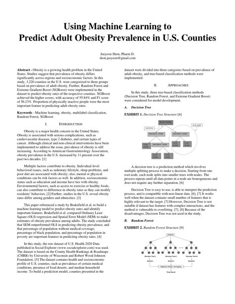 Pdf Using Machine Learning To Predict Adult Obesity Prevalence In U S Counties
