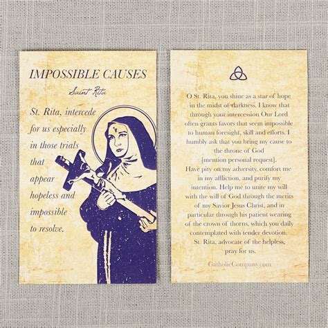 St Rita Impossible Causes Prayer Card The Catholic Company®