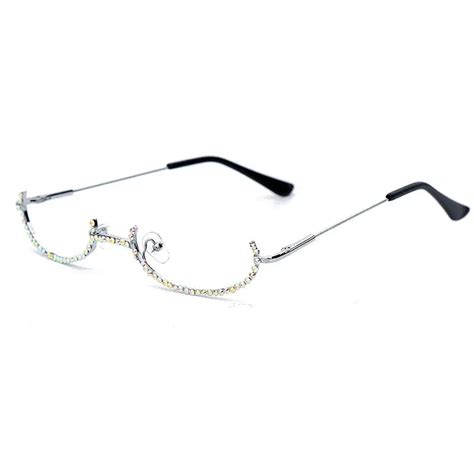 Luna Half Moon Glasses Rhinestone Frame Glasses No Lens Glasses