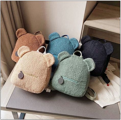 Kawaii Small Fuzzy Bear Backpack Kore Kawaii