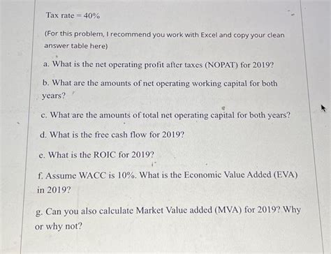 Solved Use The Following Financial Information To Answer The Chegg