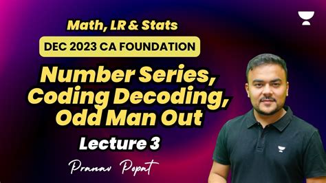 Number Series Coding Decoding Odd Man Lecture 3 Dec 2023 Pranav