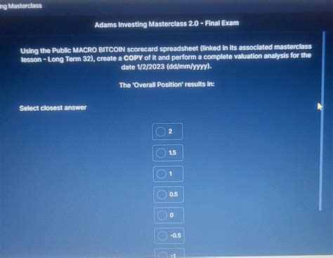 Ng Masterclass Adams Investing Masterclass StudyX