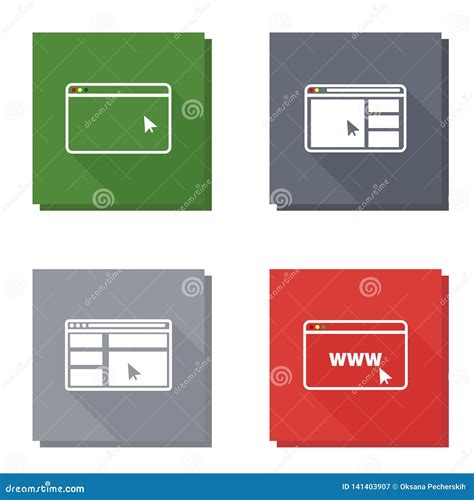 Vector Icon Set Browser With Long Shadow Browser Image Stock Vector Illustration Of Isolated
