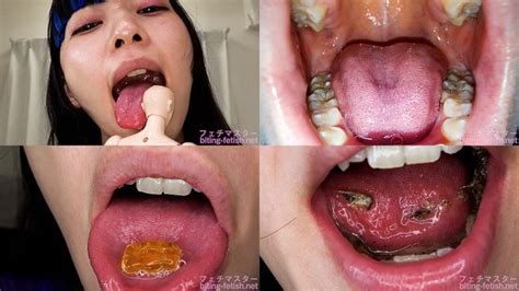 Meru Adachi Showing Inside Cute Girls Mouth Chewing Gummy Candys