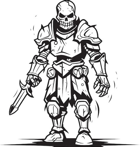 Eerie Crusader Zombie Knight Soldier Black Vector Emblem Necrotic