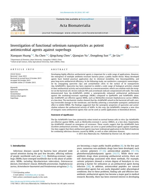 Pdf Investigation Of Functional Selenium Nanoparticles As Potent