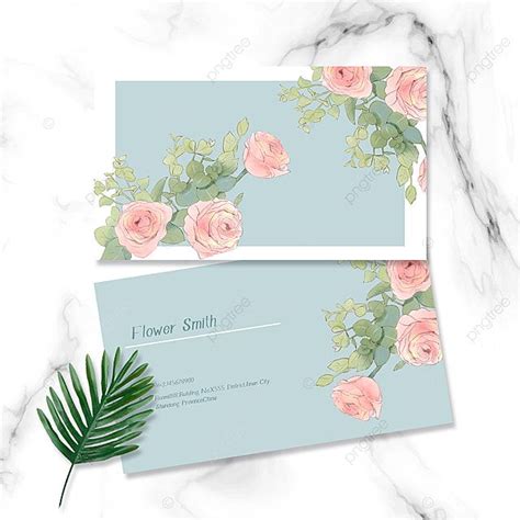 수채화 스타일 식물 꽃 일러스트 명함 템플릿 Psd 다운로드