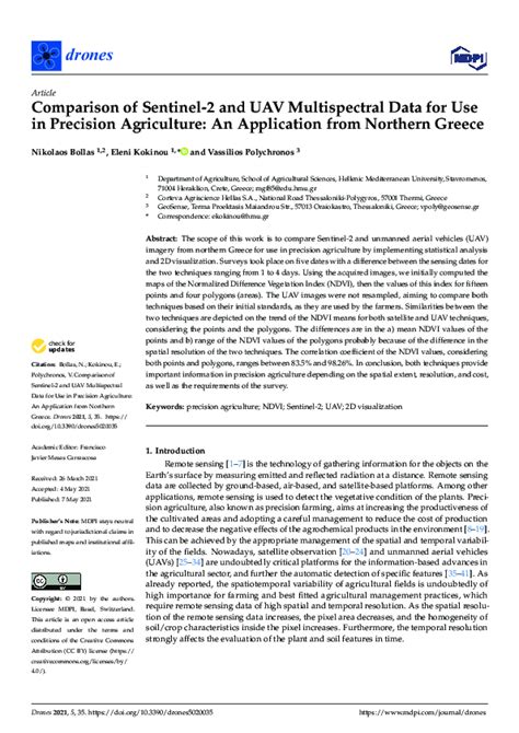 Pdf Comparison Of Sentinel 2 And Uav Multispectral Data For Use In