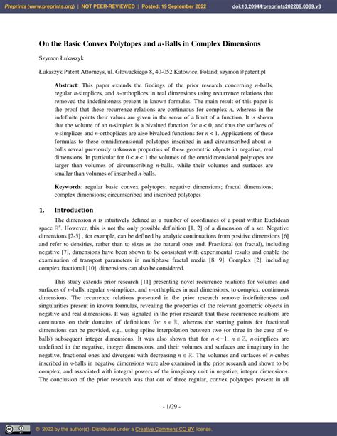 Pdf On The Basic Convex Polytopes And N Balls In Complex Dimensions