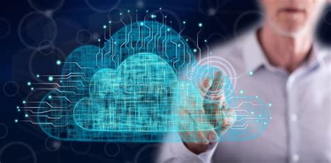 Man Touching A Cloud Networking Concept Stock Photo Image Of Cloud Internet