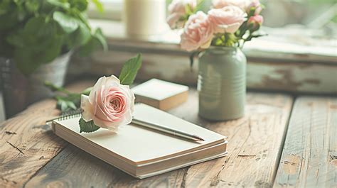 노트북과 꽃이 있는 나무 책상 책상 배경 테이블 배경 일러스트 및 사진 무료 다운로드 Pngtree