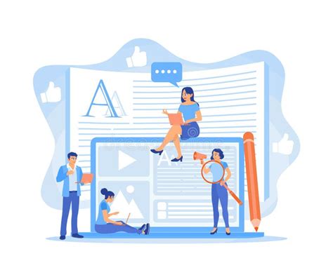 Blog Creation Bloggers Create Content And Write Articles Blog Concept
