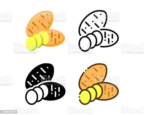 감자 아이콘입니다 윤곽선 글리프 채워진 윤곽선 및 평면 스타일 포함 0명에 대한 스톡 벡터 아트 및 기타 이미지 0명 감자