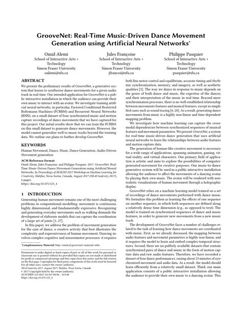 Pdf Groovenet Real Time Music Driven Dance Movement Generation Using