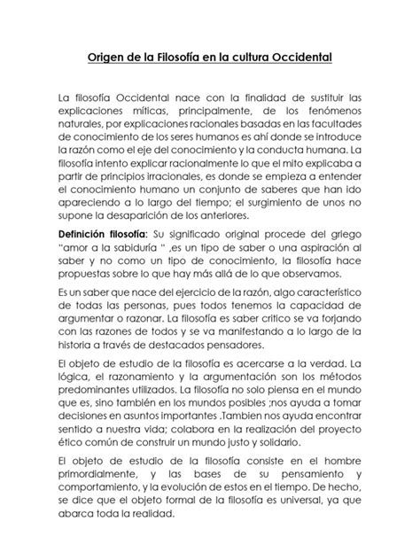 Filosofia Occidental Pdf Conocimiento Razón