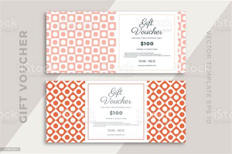 예술적 기하학적 패턴의 현대 할인 쿠폰 또는 인증서 템플릿 트렌디 한 창조적 인 선물 카드 모형 샘플 텍스트가있는 깨끗하고 간단한 벡터 편집 가능한 배경 Eps10 고급에