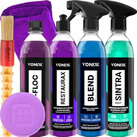 Kit Lavagem Automotiva Moto Carro V Floc Blend Spray Sintra Fast Restaurax Pano Aplicador Pincel
