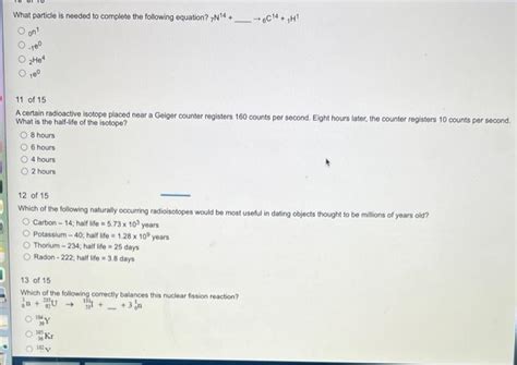 Solved What Particle Is Needed To Complete The Following Chegg Com