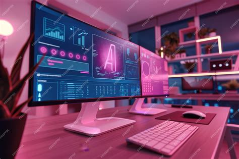 Dual Monitor Setup With Ai Powered Interfaces In A Modern Workspace