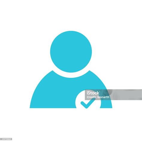 아바타 아이콘입니다 사용자 프레즌스 체크 표시가 있는 기호입니다 흰색 배경에 고립되어 있습니다 파란색 아이콘 세트입니다 가공의