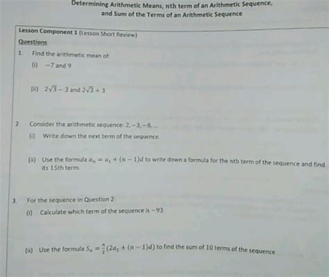 Determining Arithmetic Means Nth Term Of An StudyX