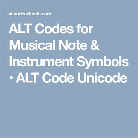 Alt Codes For Musical Note And Instrument Symbols Alt Code Unicode