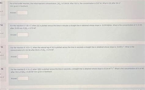 Solved For A First Order Reaction The Initial Reactant Chegg