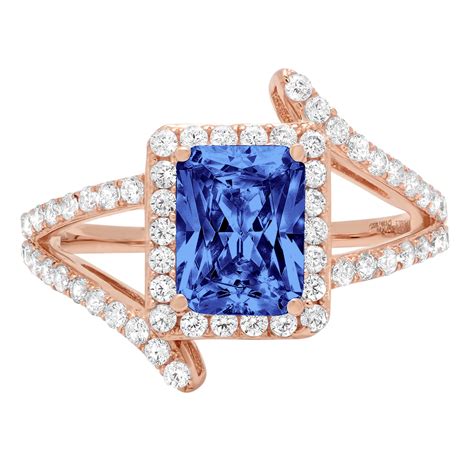 1935 Ct Emerald Cut Simulated Tanzanite Solitaire With Simulated