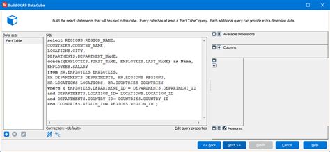 Olap Data Cube Wizard Build The Sql Statements