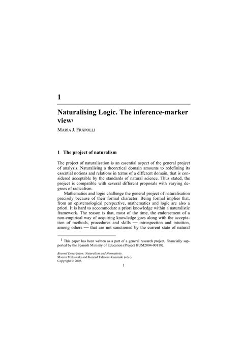 Pdf “naturalizing Logic The Inference Marker View”