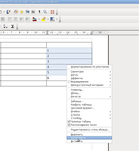 howto copypast textable data from writer to calc