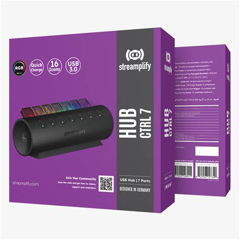STREAMPLIFY HUB CTRL 7 – BLACK | 7-PORTS RGB HUB WITH INDIVIDUAL POWER ...